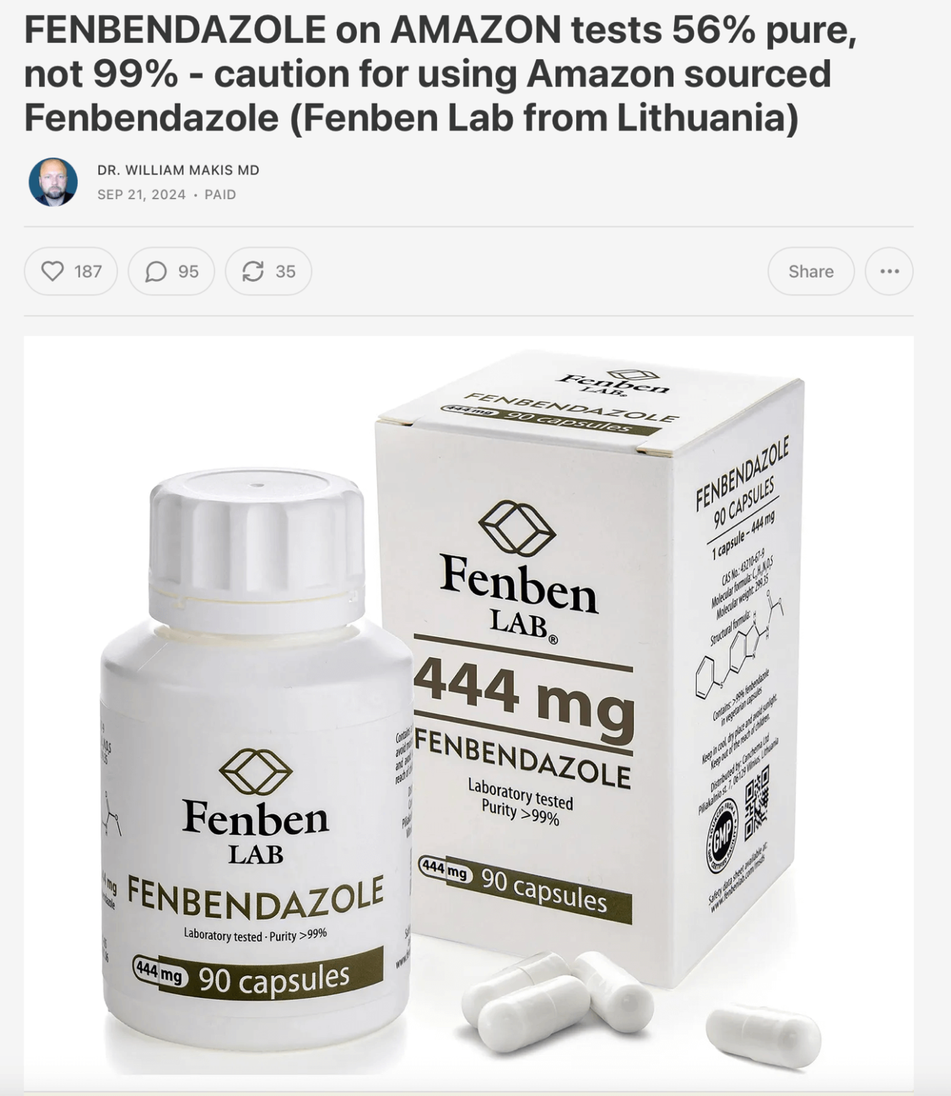 Fenben Lab Fenbendazole Analysis - thefenbendazole.com